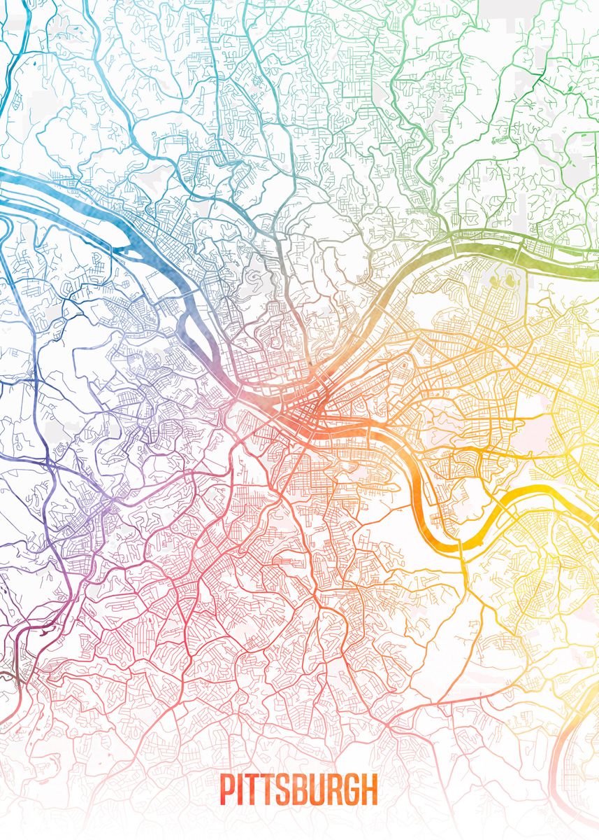 'Pittsburgh Map' Poster by Stefano Lunghi | Displate