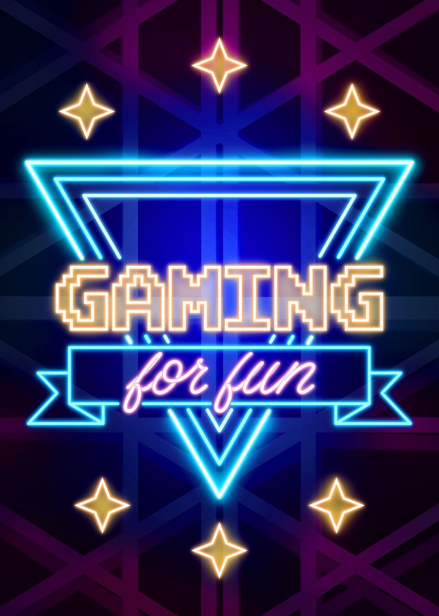 'Gaming For Fun Neon art' Poster, picture, metal print, paint by vector ...