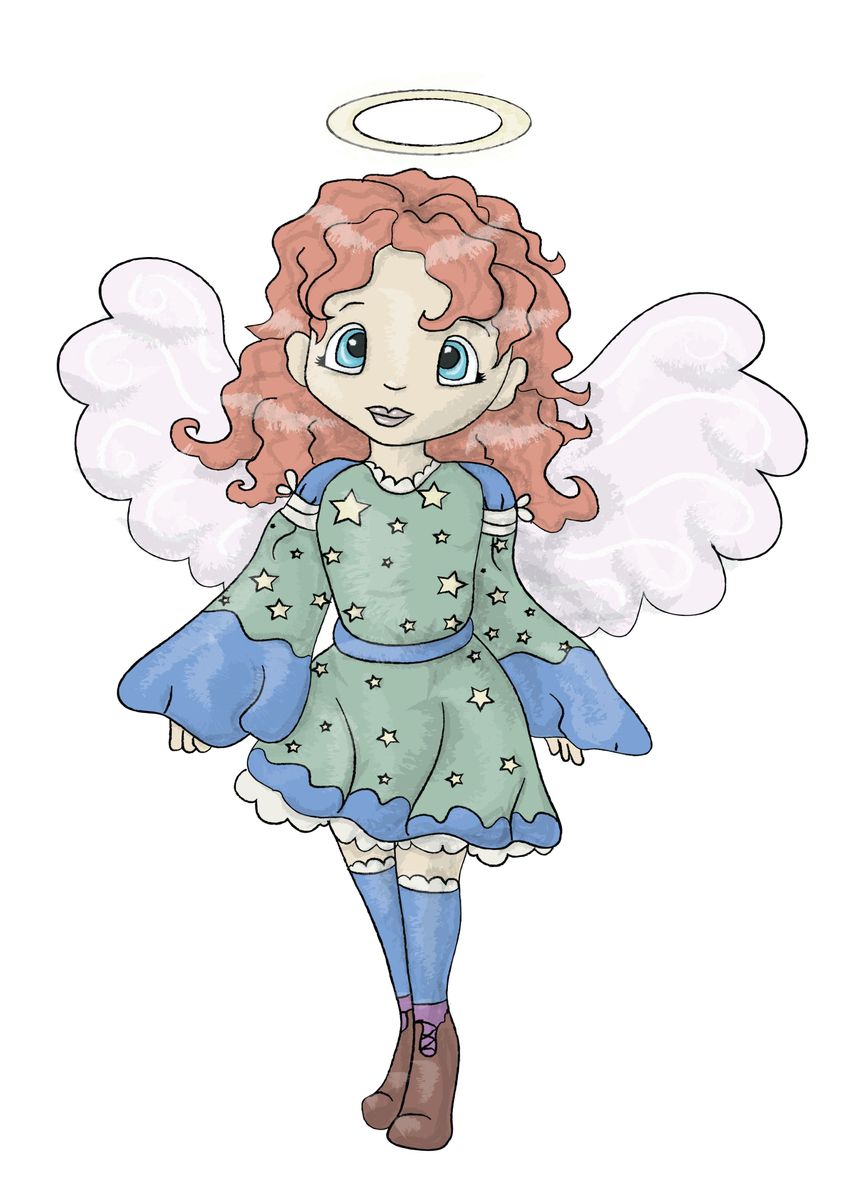 'woman angel girl brown' Poster, picture, metal print, paint by DheYa ...