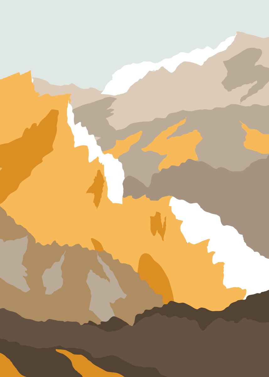 'Yellow Mountain Art Work' Poster, picture, metal print, paint by Human ...