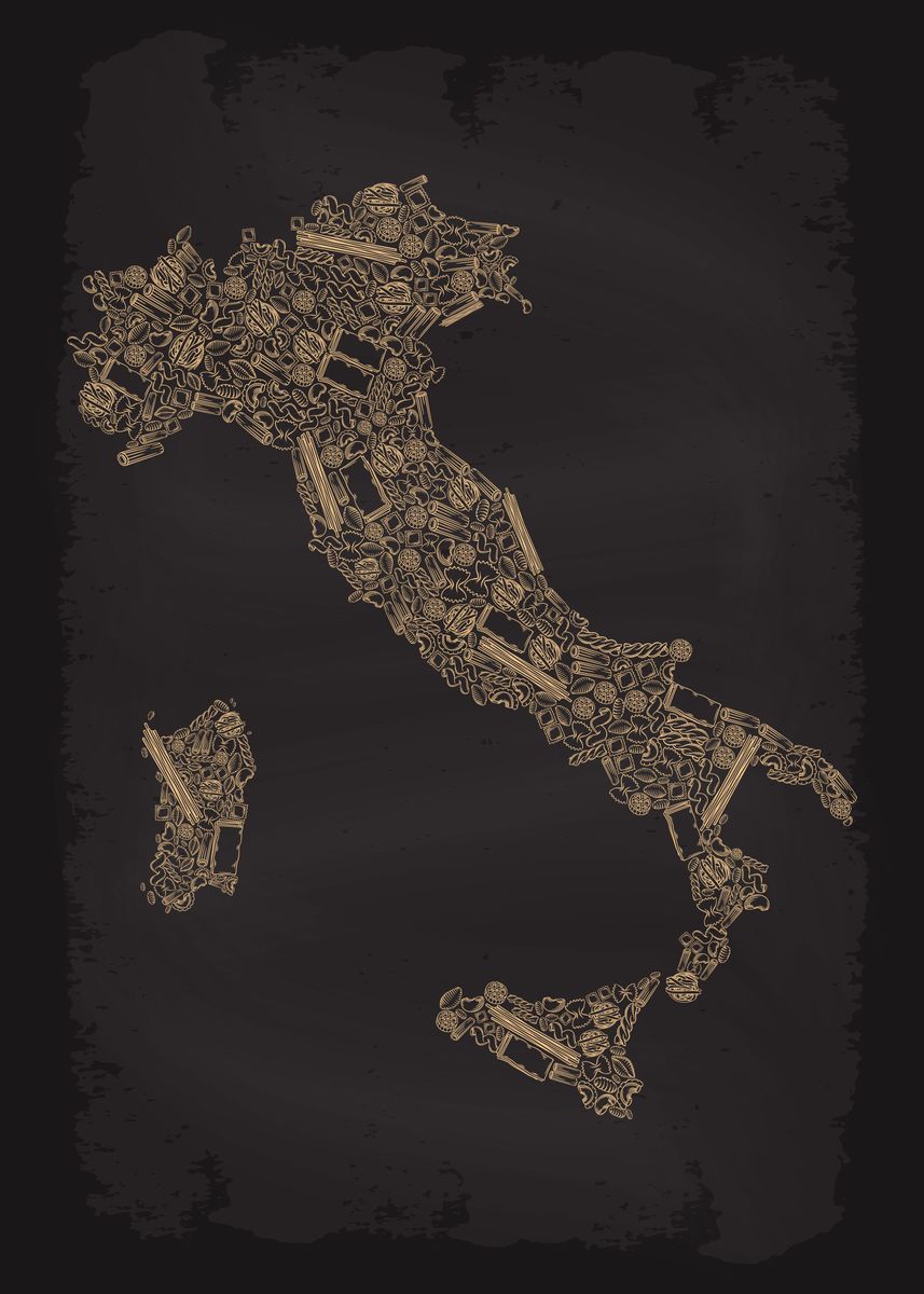 'Italy Map Pasta ' Poster by dkDesign | Displate