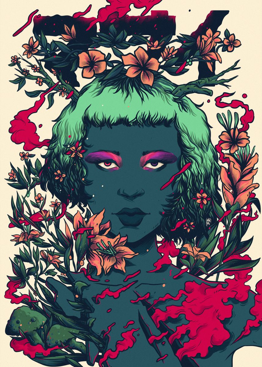 'Flowerhead' Poster, picture, metal print, paint by Massai | Displate