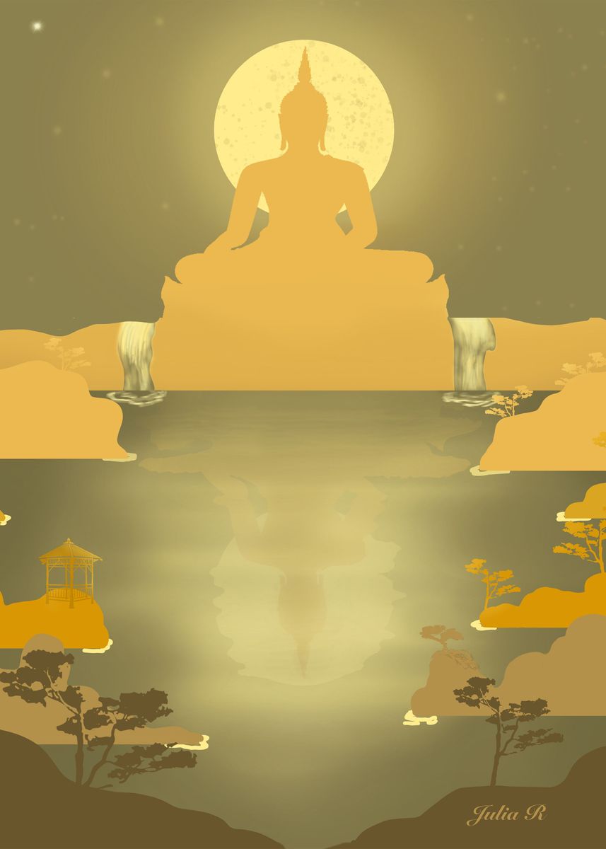 'Buddha Night' Poster, picture, metal print, paint by Julia Rudens ...