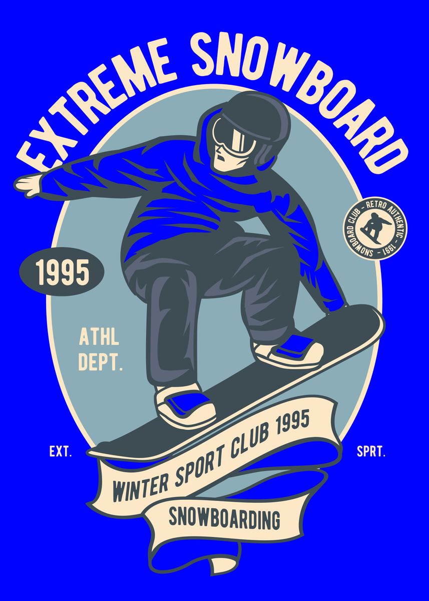 'Extreme Snowboarding Retro' Poster by Tim Hinz | Displate