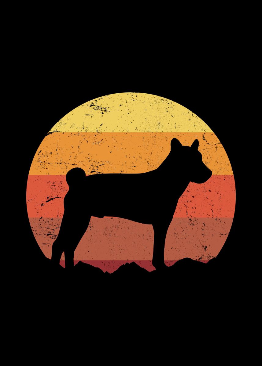 'Basenji Dog Retro' Poster, picture, metal print, paint by Mealla | Displate