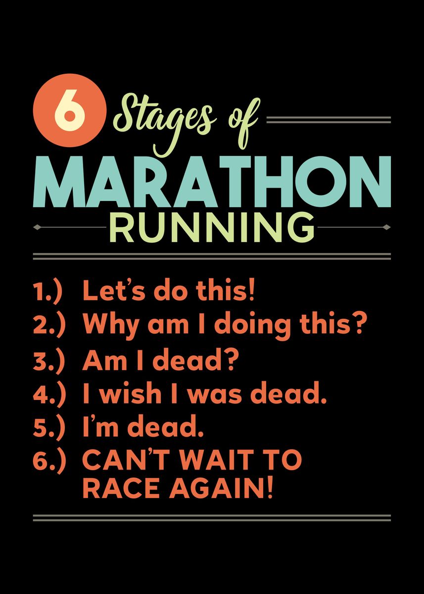 'Stages Of Marathon Running' Poster, picture, metal print, paint by ...