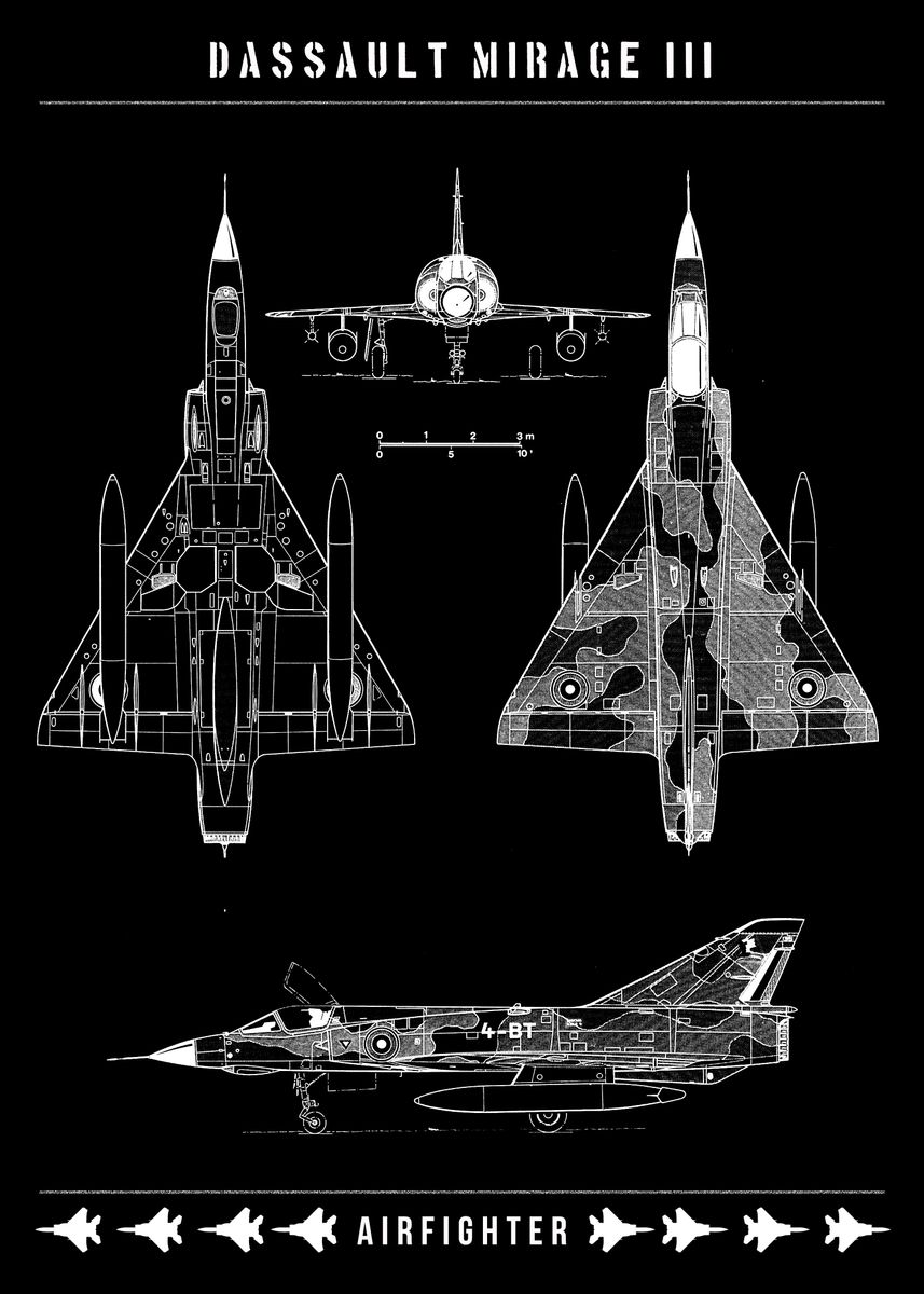 'Dassault Mirage III' Poster, picture, metal print, paint by ZART ...