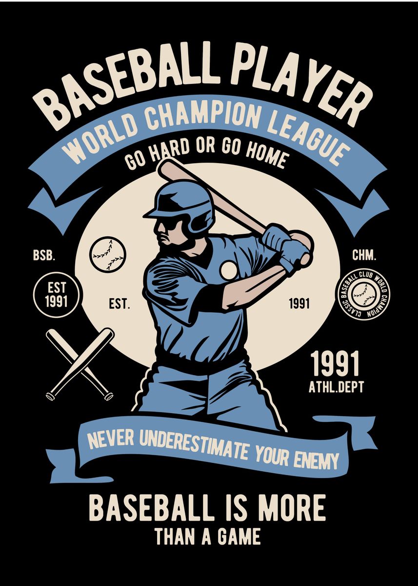 'Baseball Player Vintage ' Poster, picture, metal print, paint by Tim ...