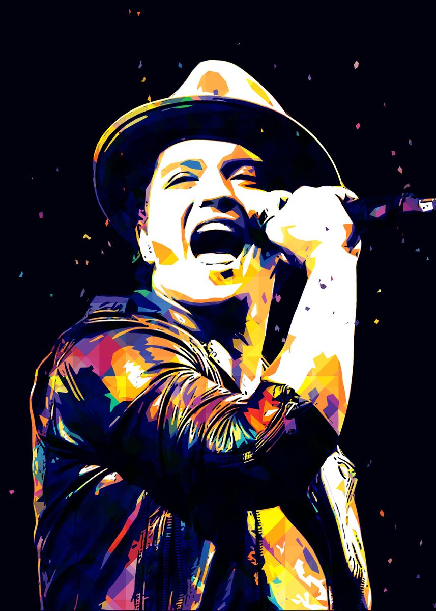 'Bruno Mars' Poster, picture, metal print, paint by Faa Ness | Displate