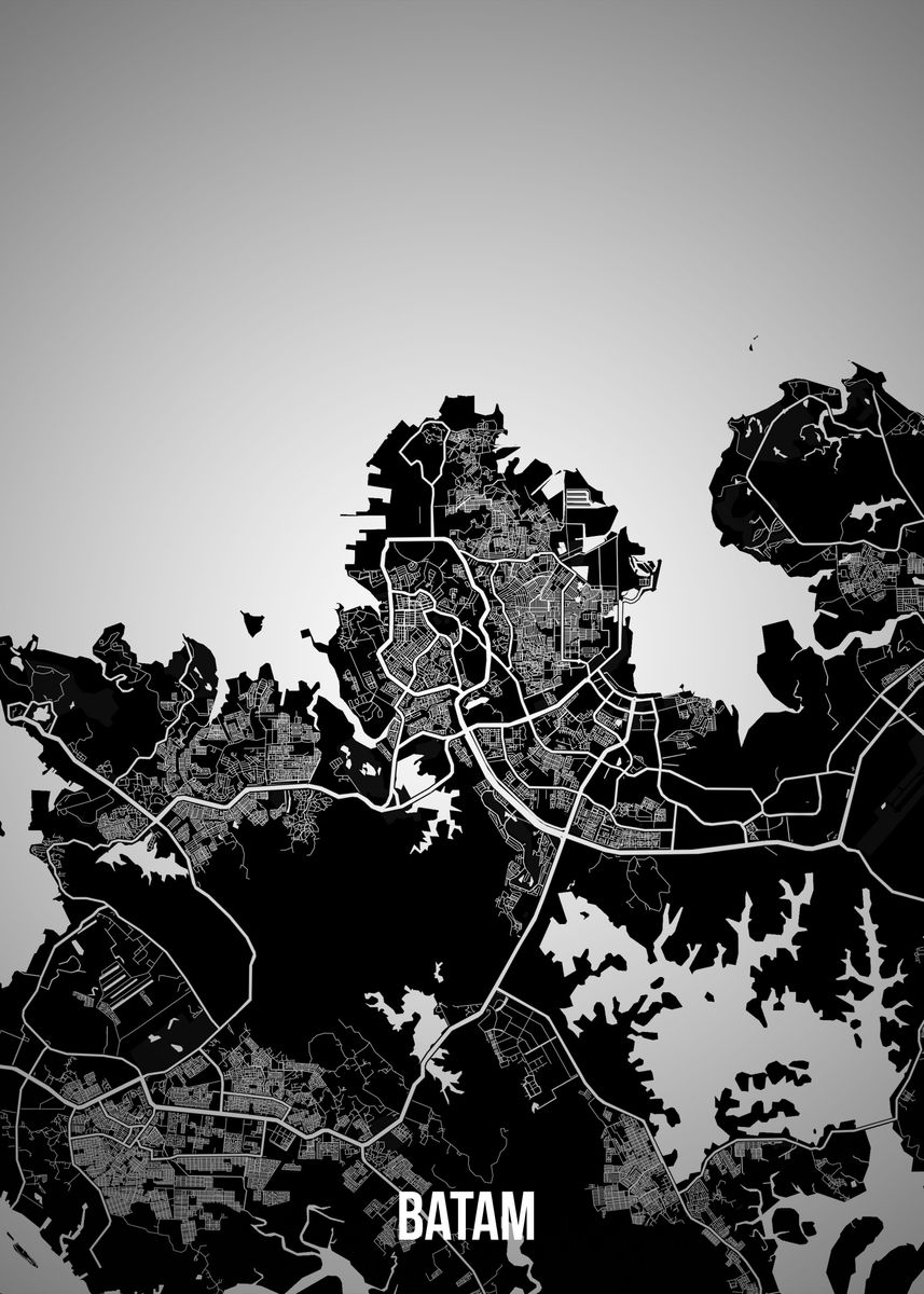 'Batam Dark Map' Poster, picture, metal print, paint by LUNGHISTE ...