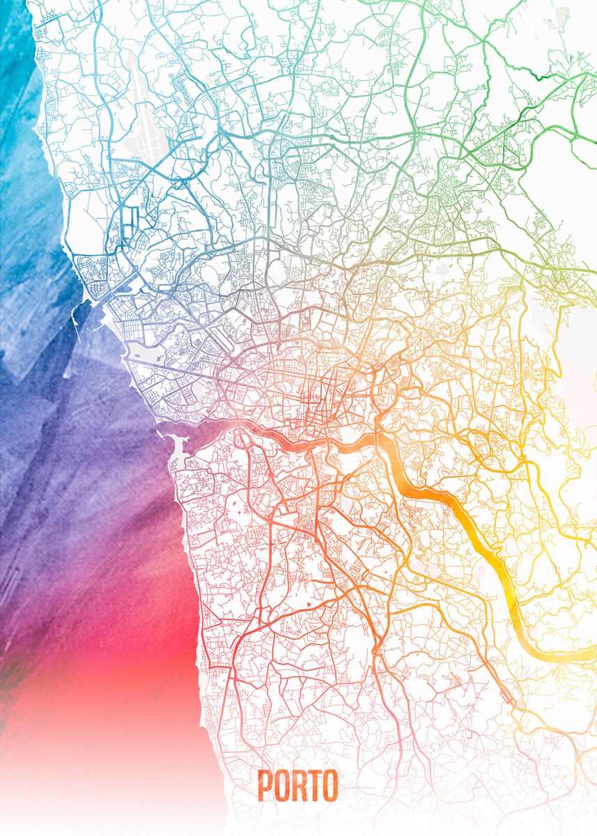 'Porto Map' Poster by Stefano Lunghi | Displate