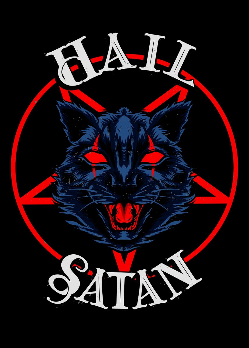 'Hail Satan Demon Cat Evil' Poster by Foxxy Merch | Displate