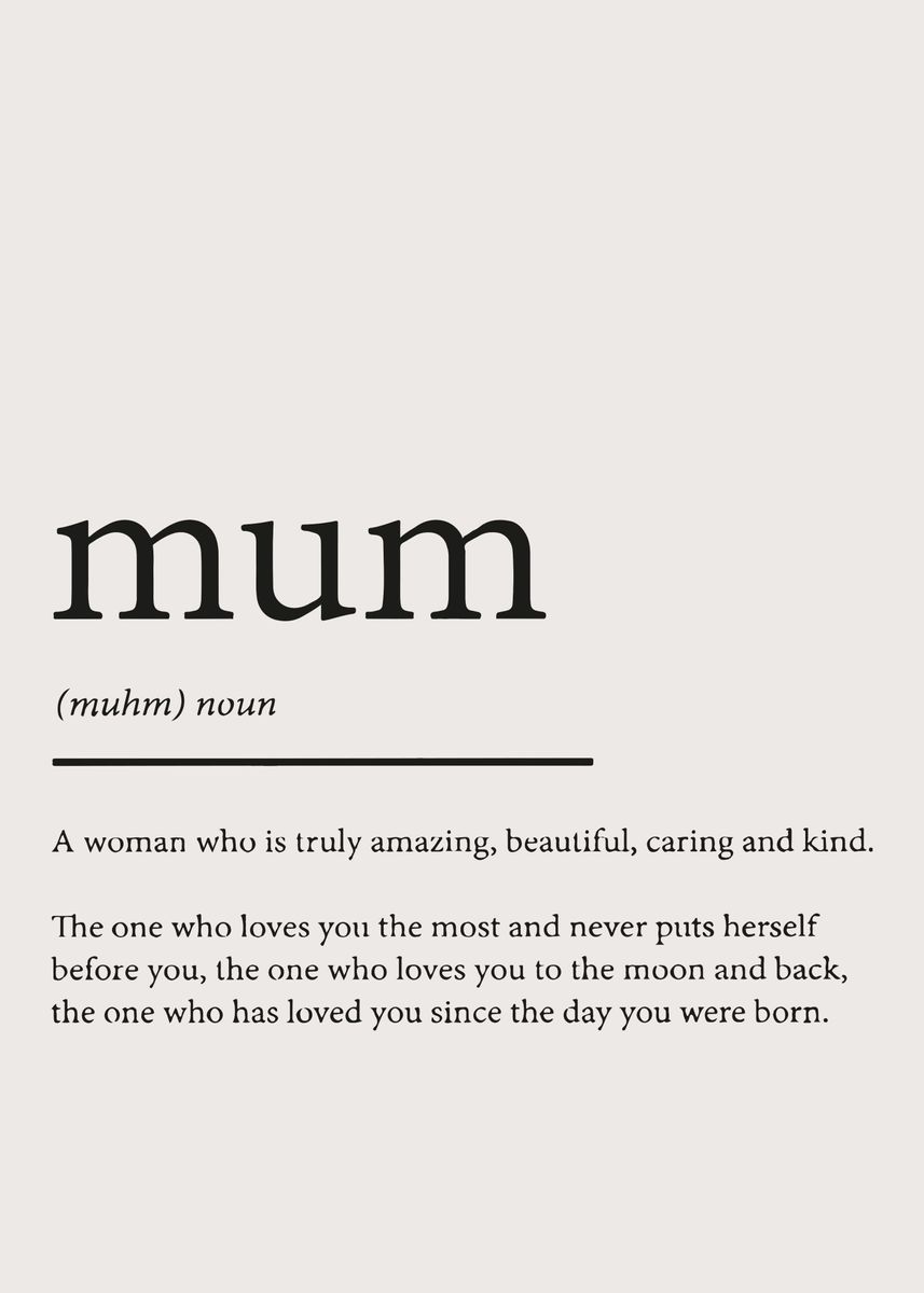 'Mum Definition' Poster, picture, metal print, paint by aliceq Animal ...