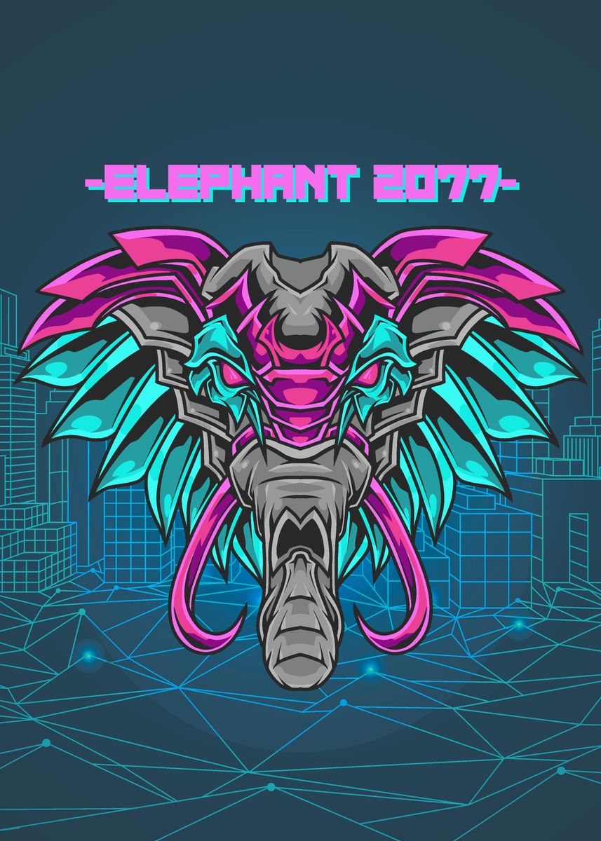 'Mecha Elephant Modern' Poster, picture, metal print, paint by Wpap ...