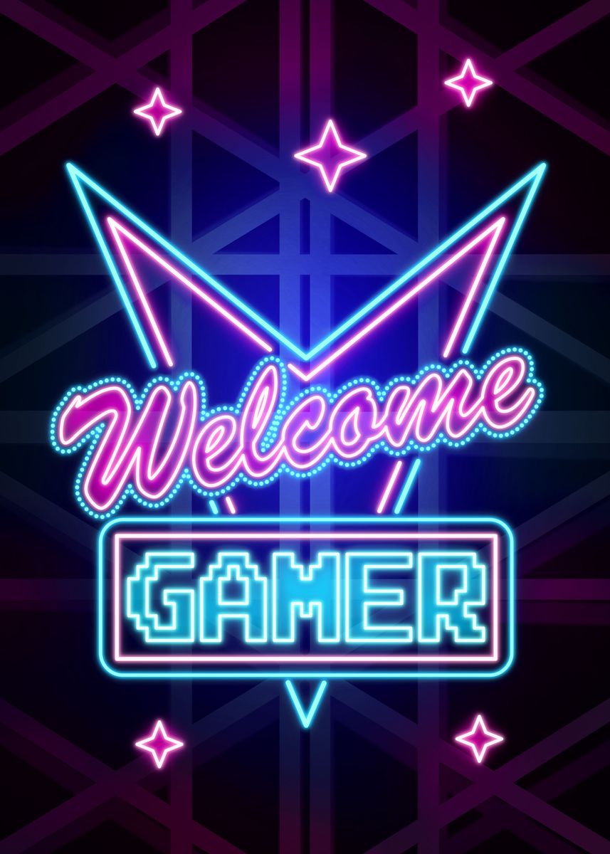 'welcome Gamer neon poster' Poster by vector heroes | Displate