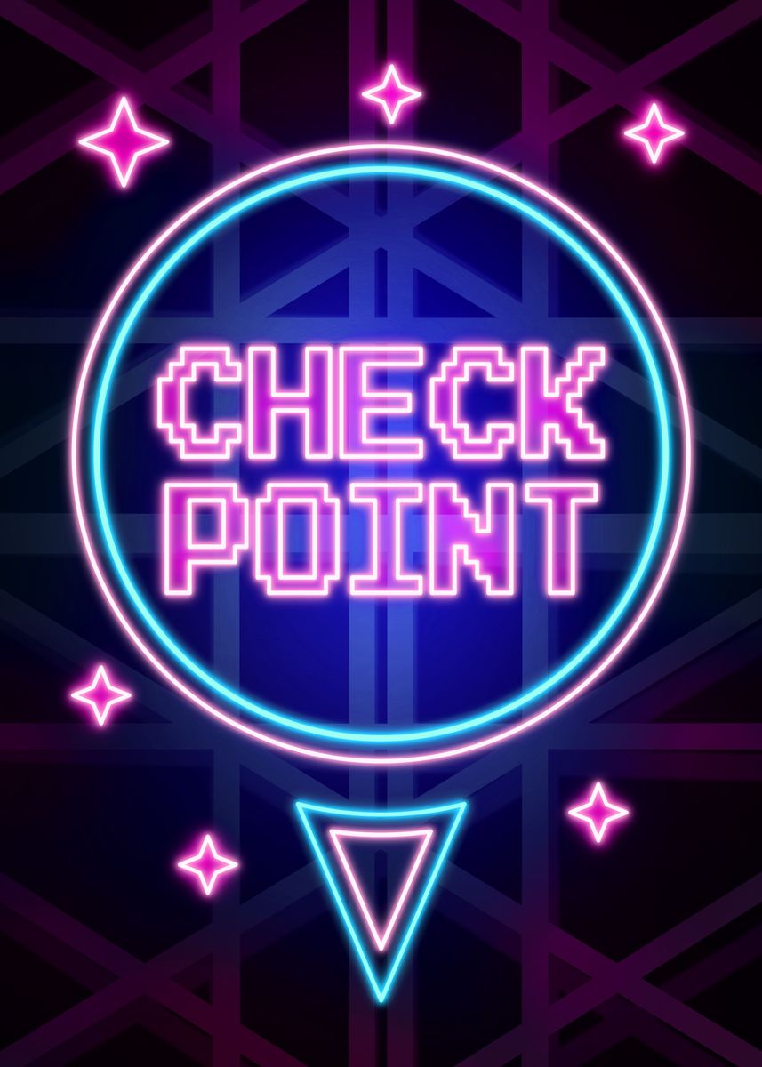 'Check Point neon Poster' Poster by vector heroes | Displate