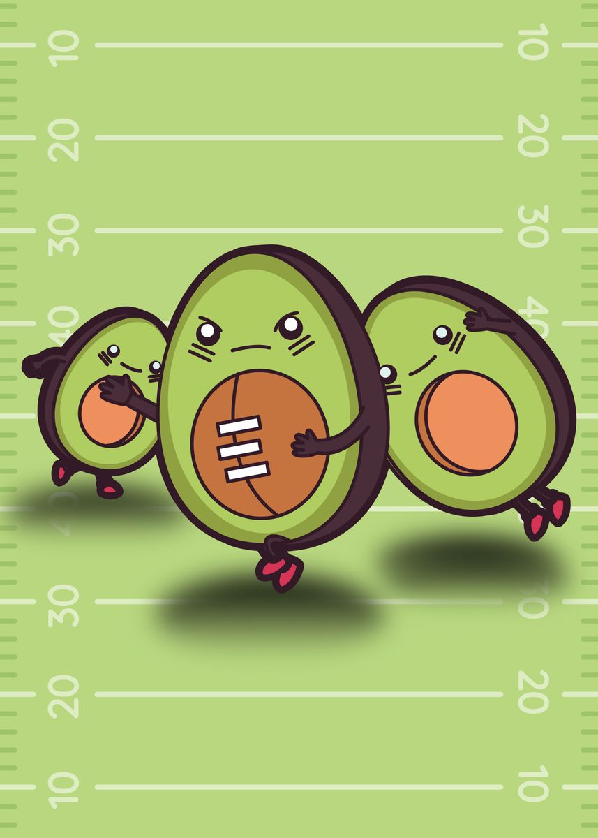 'Avocado Football ' Poster, picture, metal print, paint by Poster ...
