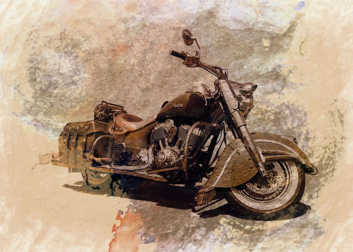 'Vintage Indian Motorcycle' Poster by Michael Moriarty | Displate