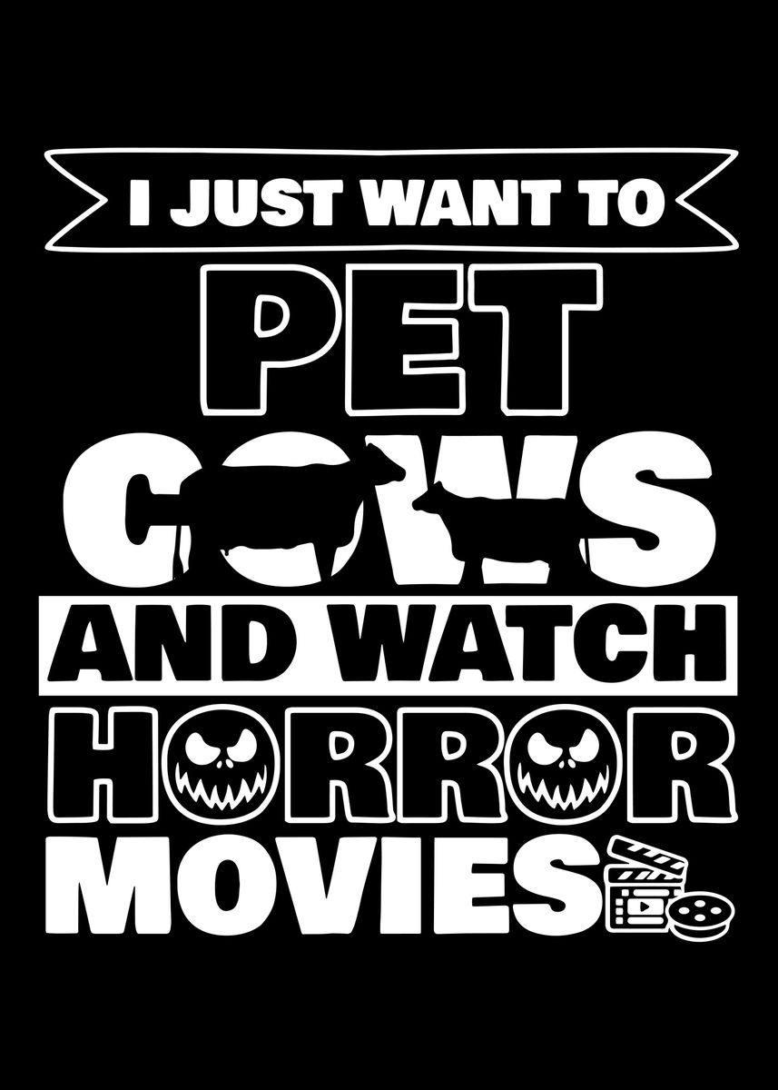 'Halloween Watch Movie Cow' Poster, picture, metal print, paint by ...