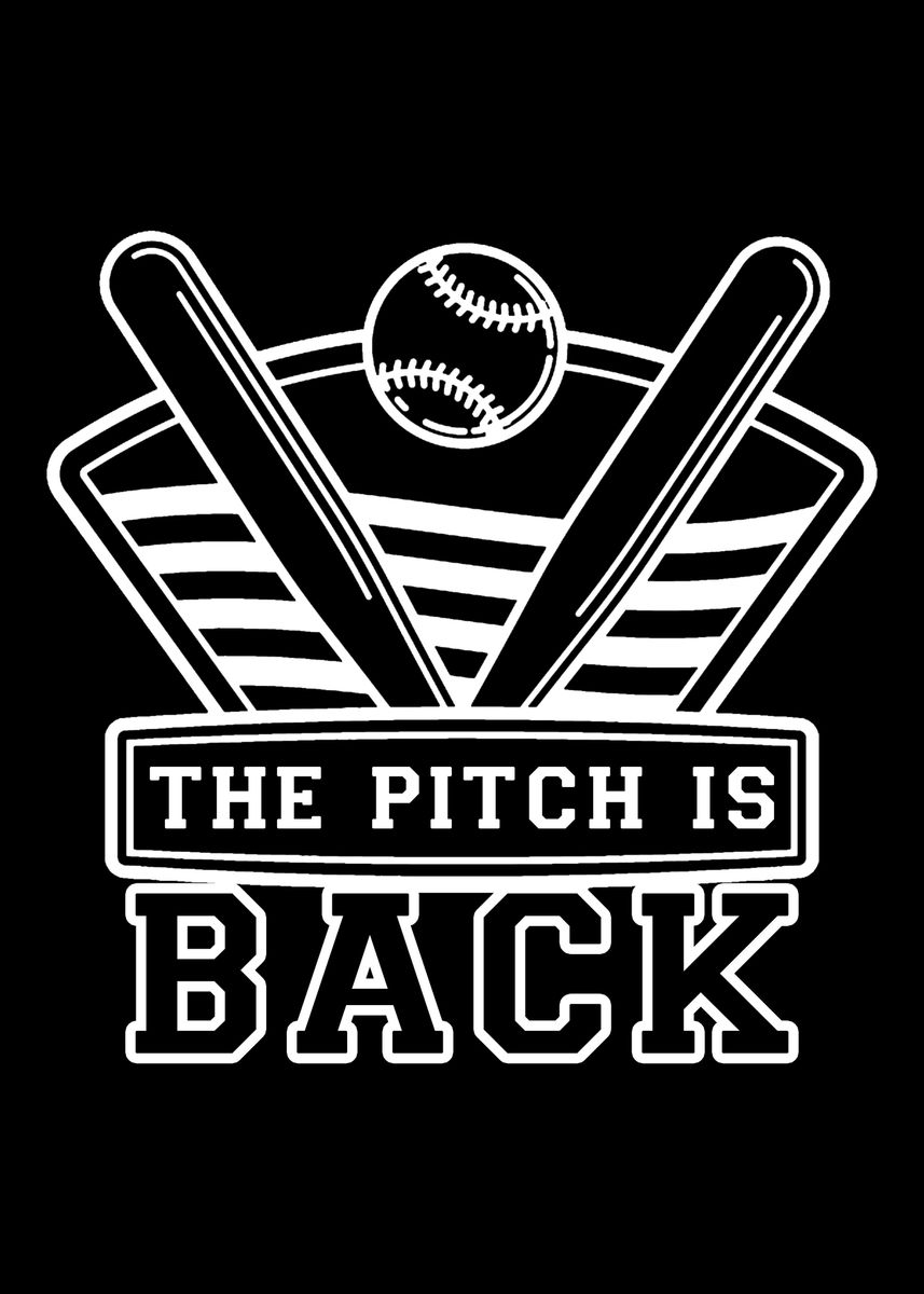'The Pitch Is Back Baseball' Poster, picture, metal print, paint by ...