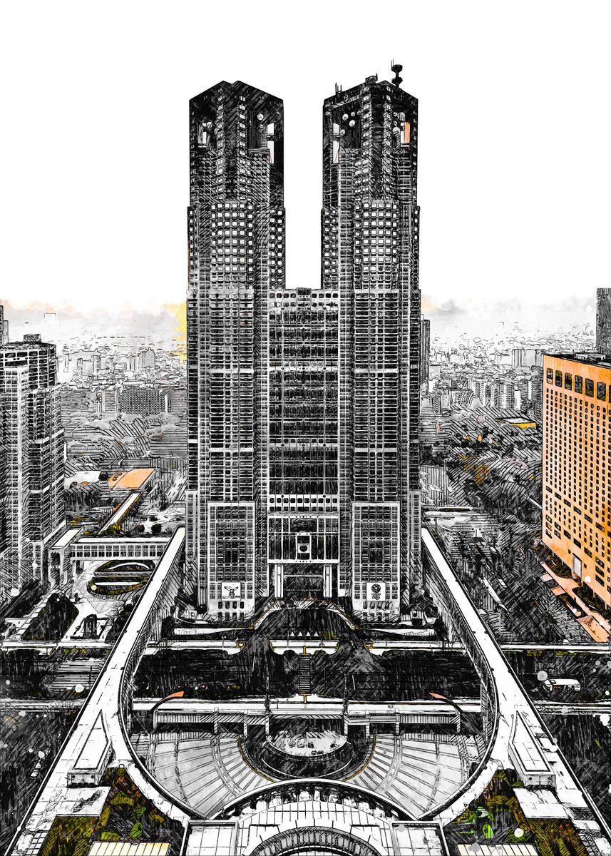 'buildings in japan' Poster, picture, metal print, paint by sengahart ...