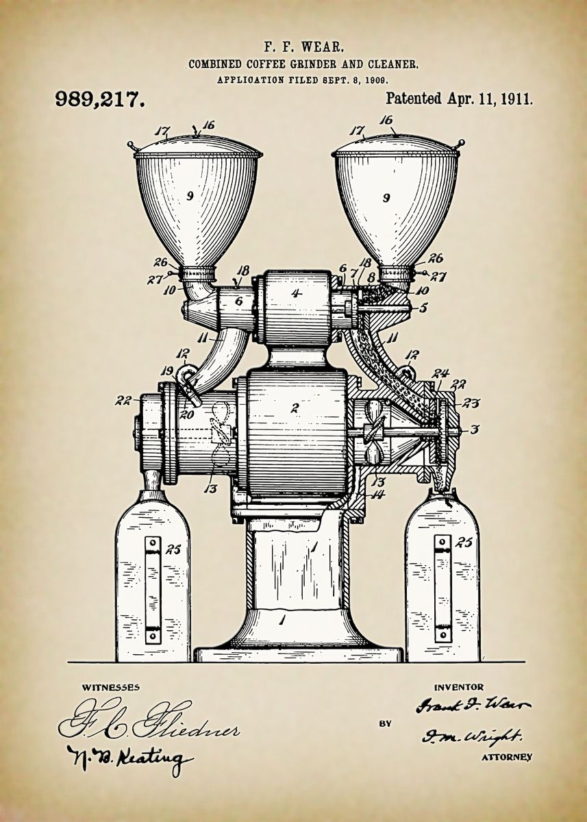 'Coffee grinder' Poster, picture, metal print, paint by Sam Kal | Displate