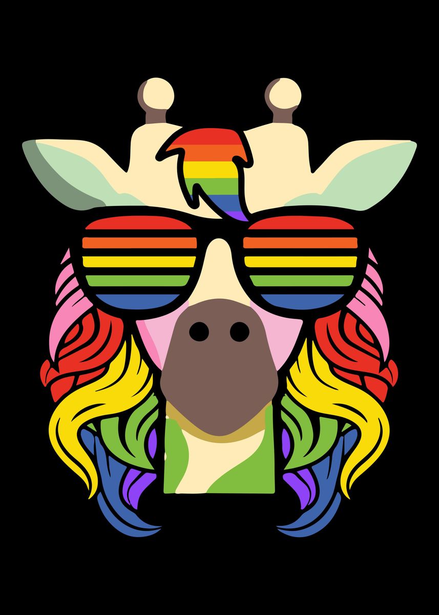 'Gay Lesbian LGBT Giraffe' Poster, picture, metal print, paint by ...
