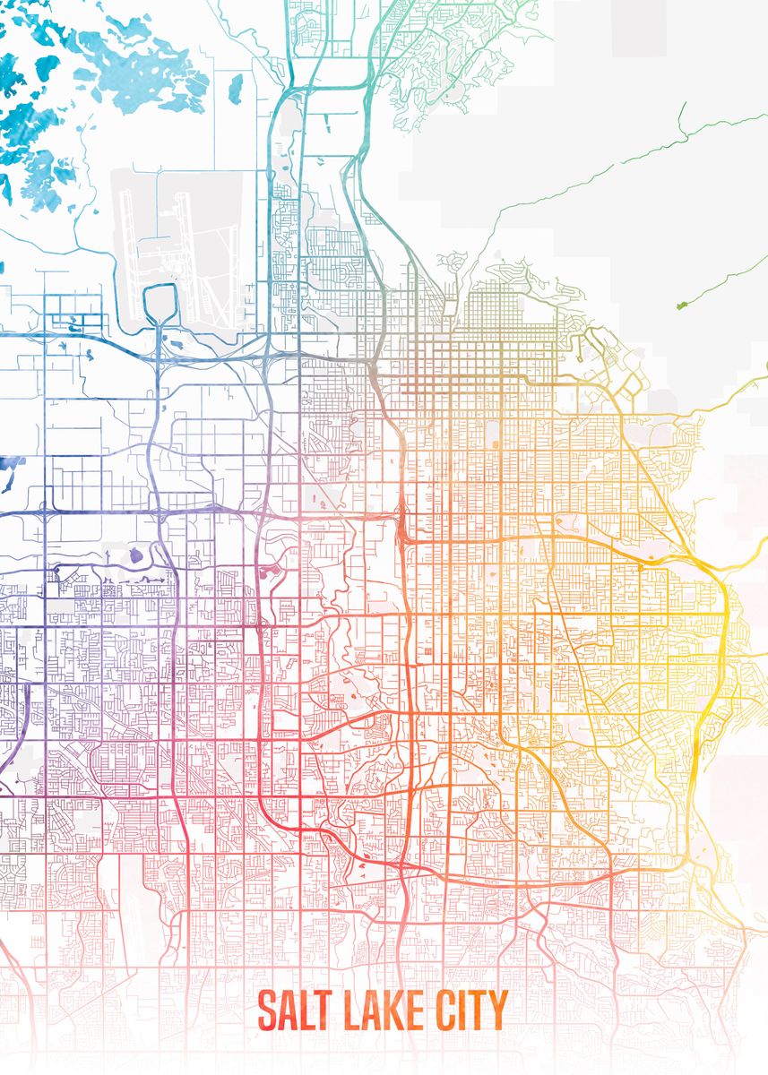 'Salt Lake City Map' Poster, picture, metal print, paint by LUNGHISTE ...