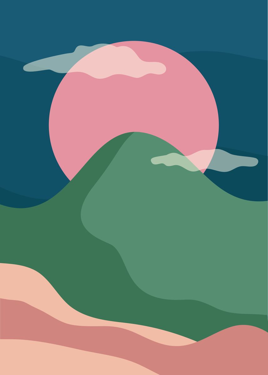 'Pink Sun ' Poster by Human Shadow | Displate