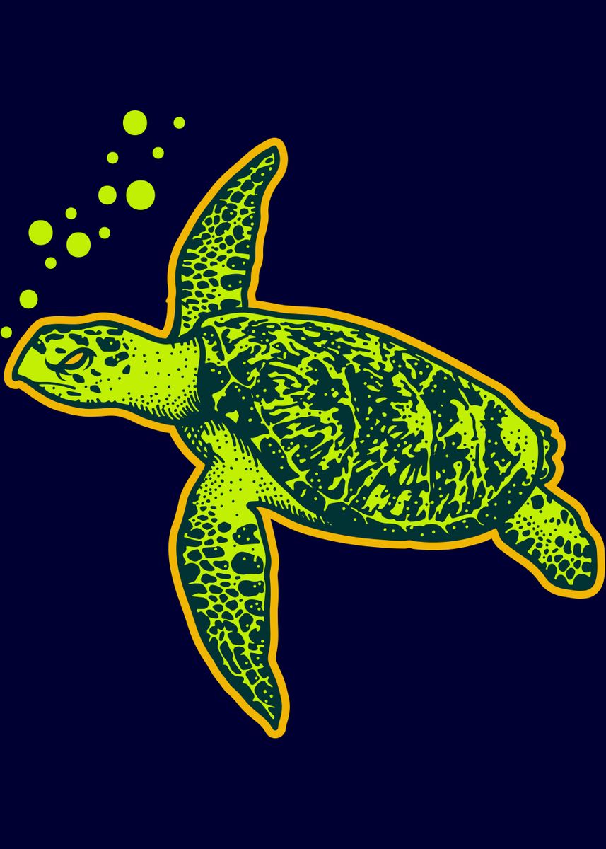 'SEA TURTLE SPIRIT ANIMAL' Poster, picture, metal print, paint by ...