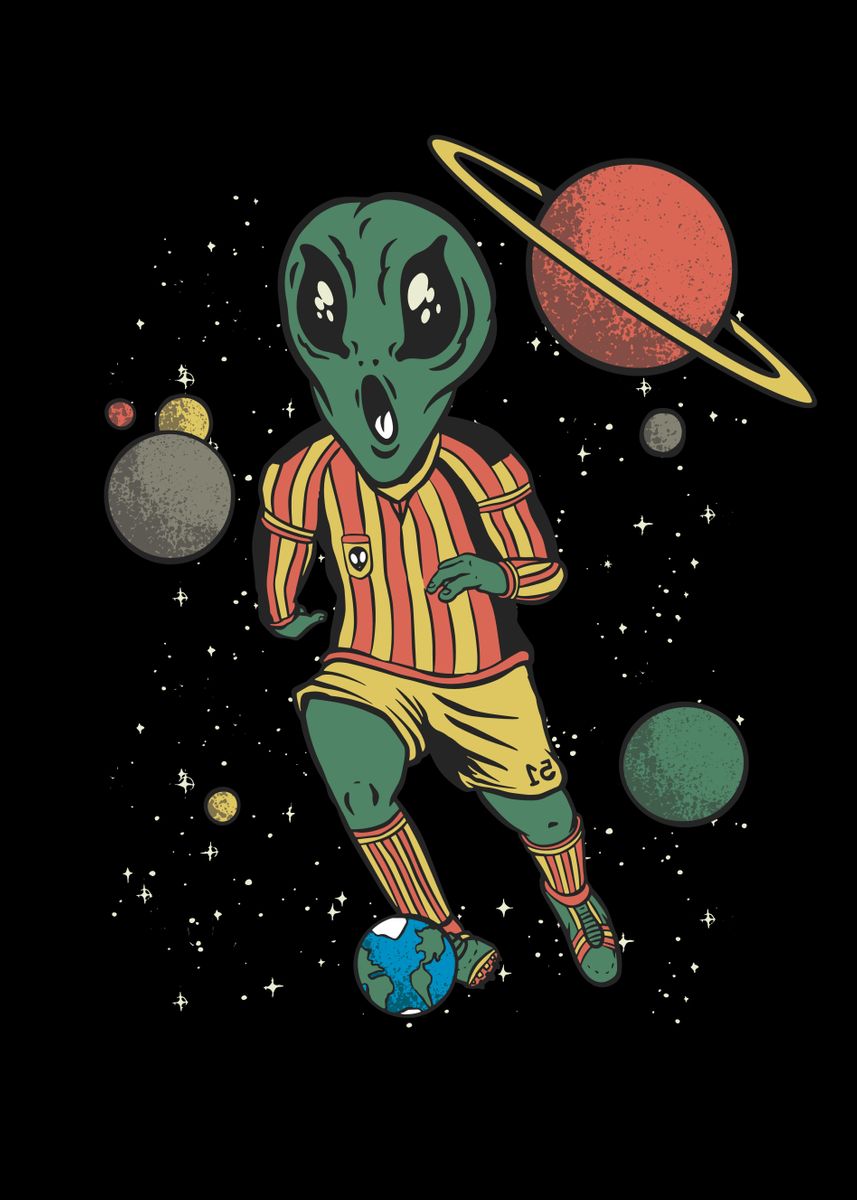 'INTERGALACTIC SPACE SOCCER' Poster, picture, metal print, paint by ...
