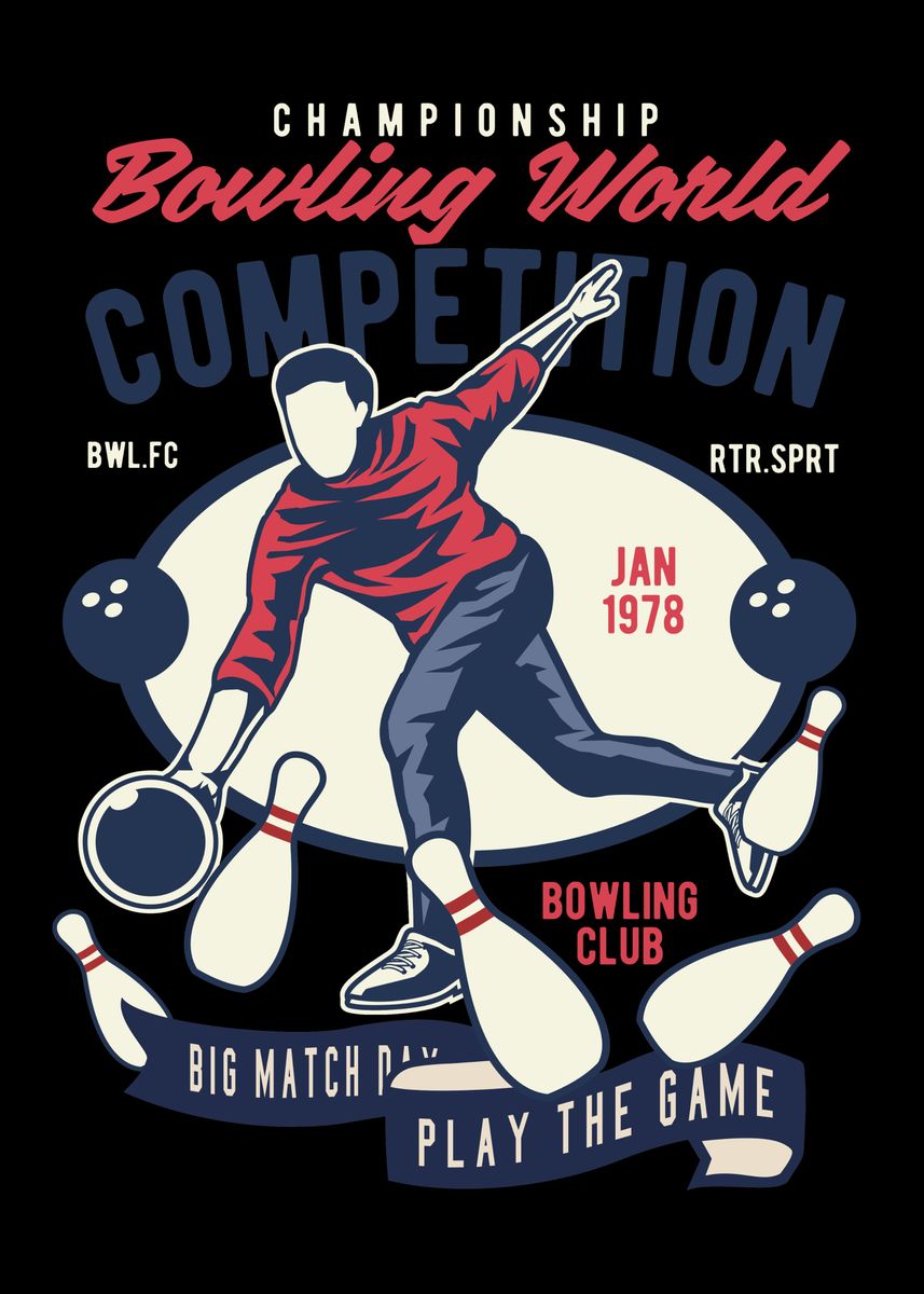 'Bowling World Vintage ' Poster by Tim Hinz | Displate