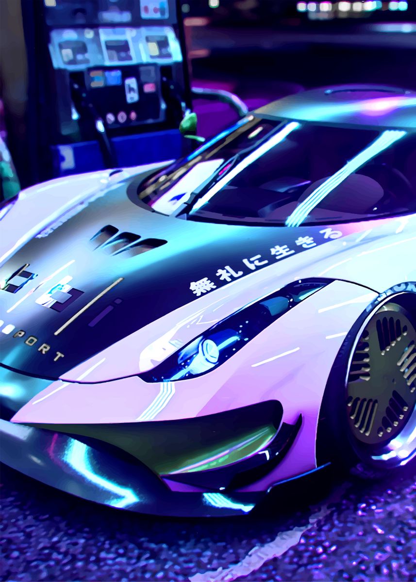 'Luxury Car neon night' Poster, picture, metal print, paint by SyanArt ...