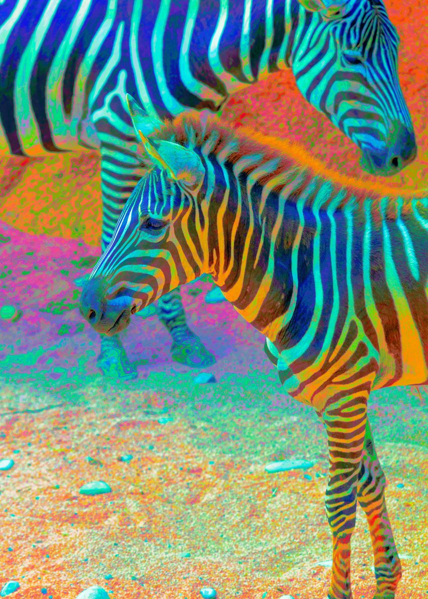 'zebra in the jungle' Poster, picture, metal print, paint by Ornella ...