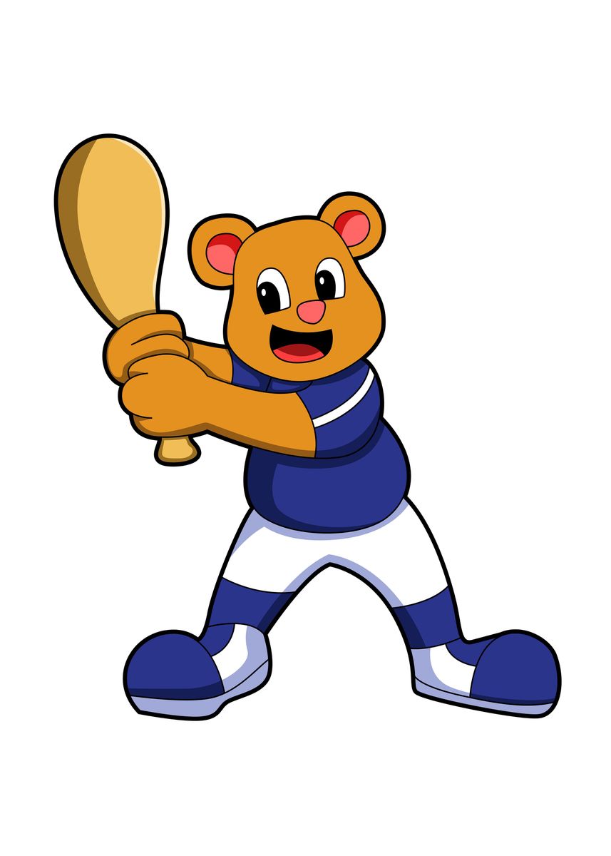 'Bear Basball Baseball bat' Poster, picture, metal print, paint by ...
