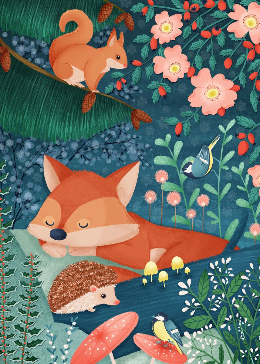 'Enchanted forest' Poster, picture, metal print, paint by Angela ...