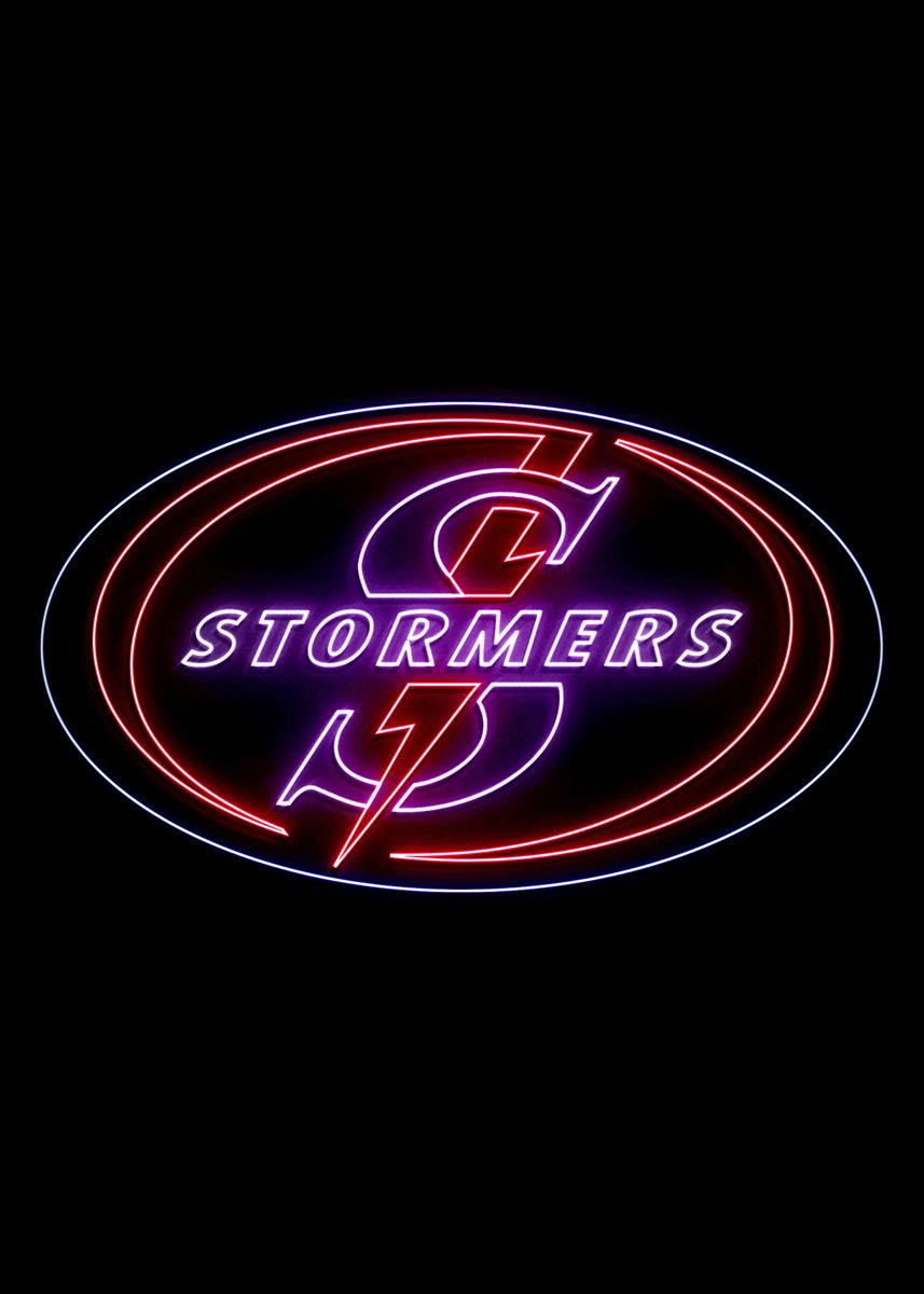 'stormers rugby neon ' Poster, picture, metal print, paint by The ...