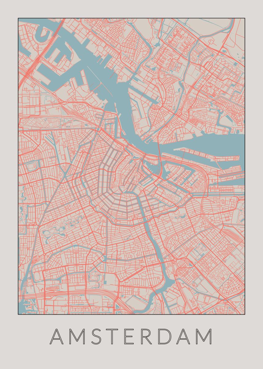 'Amsterdam Vintage Map' Poster by dkDesign | Displate