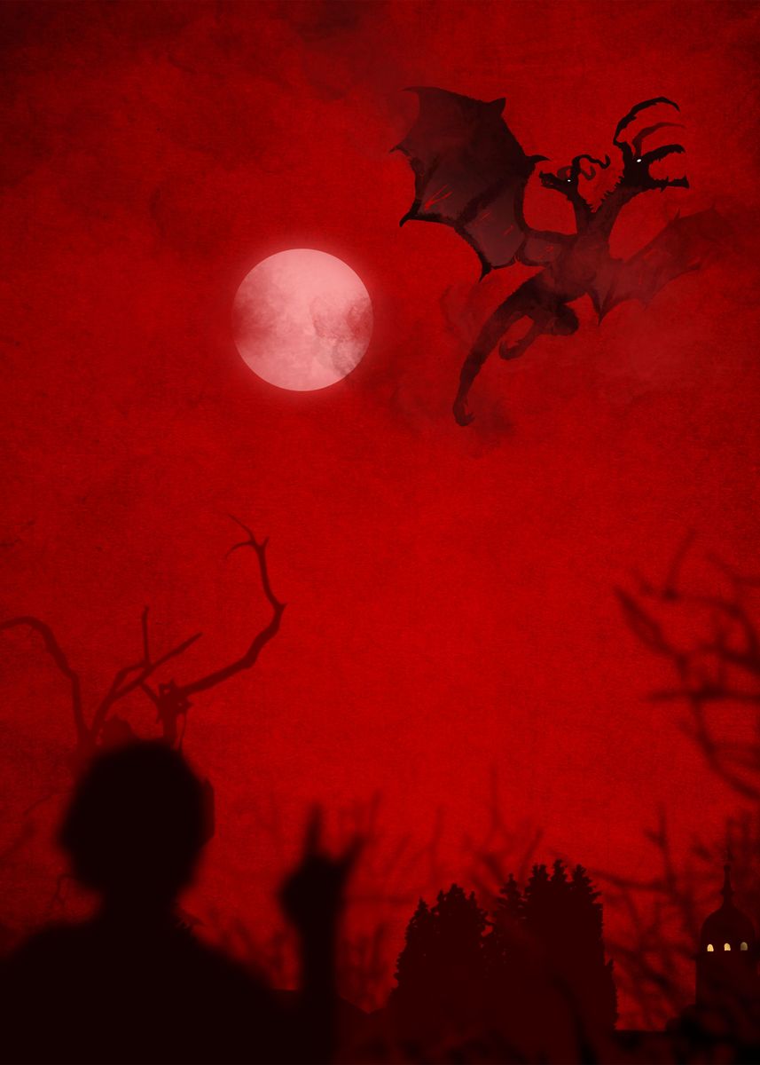 'RED NIGHT' Poster, picture, metal print, paint by CHAOS STUDIO | Displate