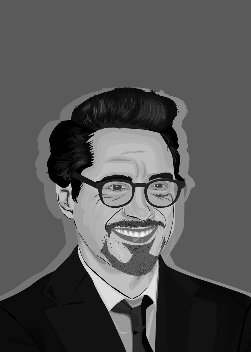 'Vector Robert Downey Jr BW' Poster, picture, metal print, paint by ...