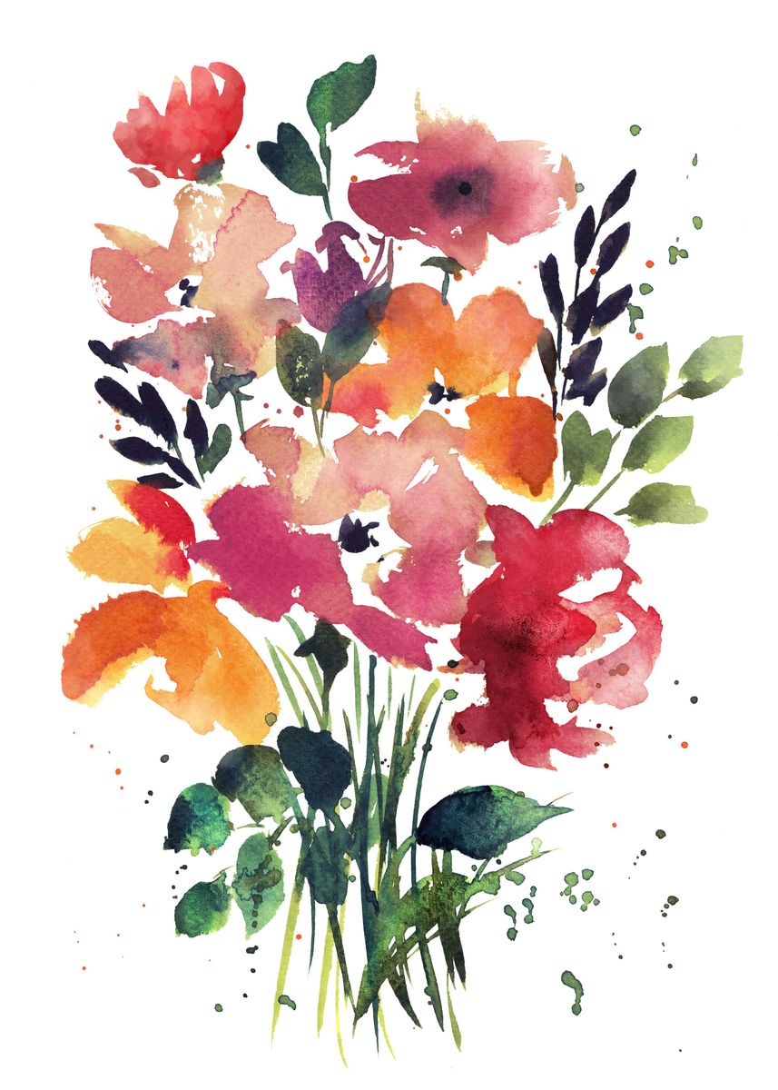 'Abstract Flowers 8' Poster by Gush Art Studio | Displate