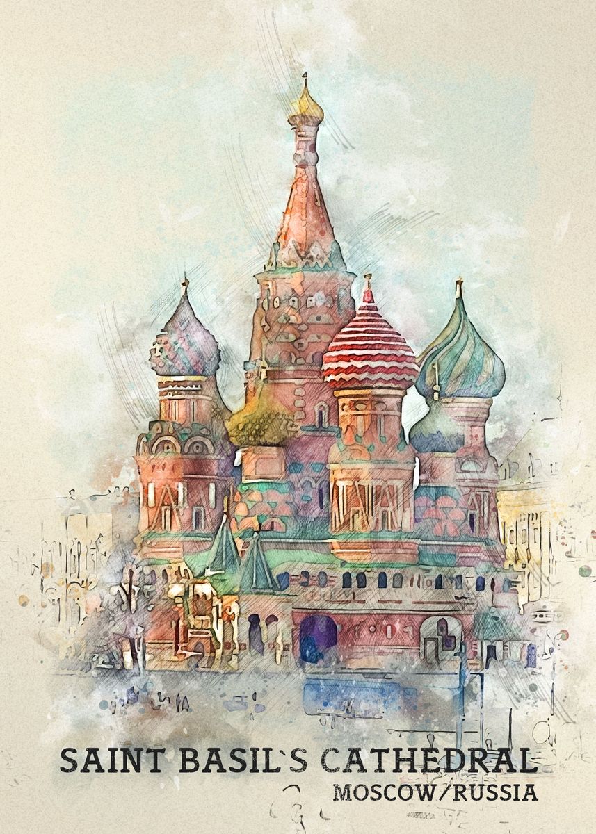 'Saint Basils Cathedrale' Poster, picture, metal print, paint by ...