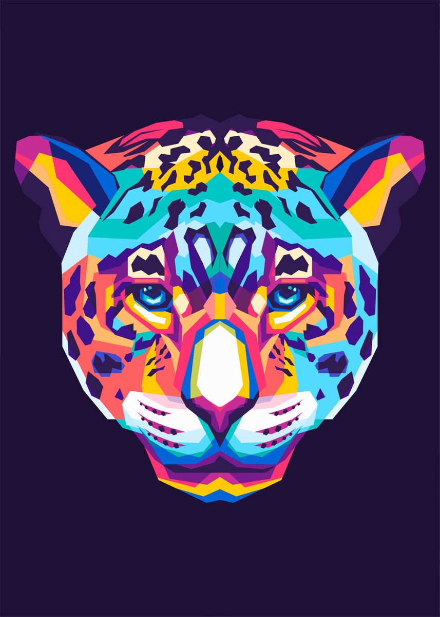 'Leopard Head Popart WPAP' Poster by Aliigal Artwork | Displate
