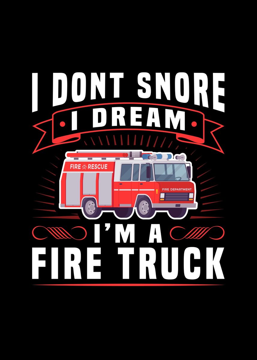 'Fire Truck Firefighter' Poster, picture, metal print, paint by ...