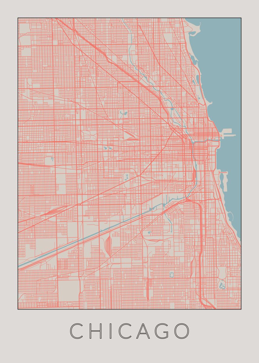 'Chicago Vintage Map' Poster, picture, metal print, paint by dkDesign ...