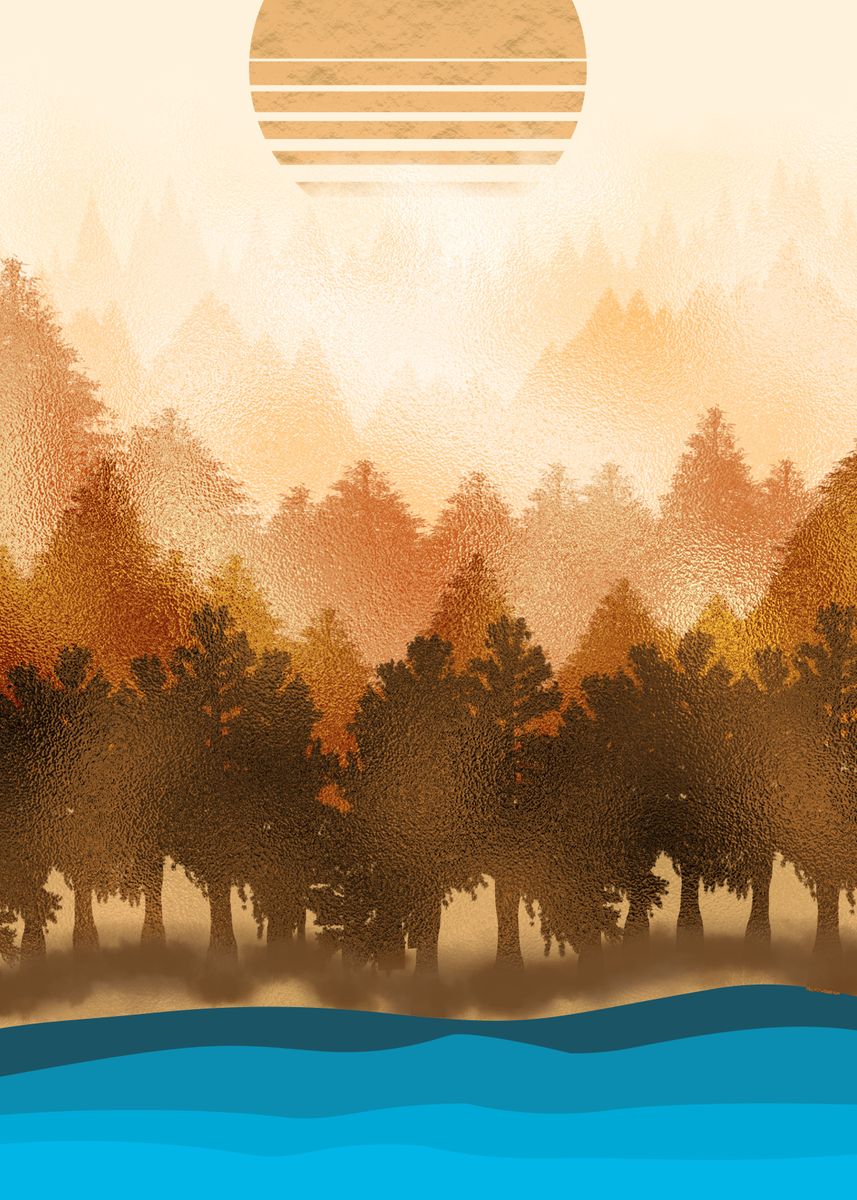'Sunset on river and trees' Poster by ORIGINALABD | Displate