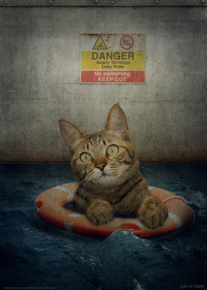 'Cat in danger' Poster by Julia Rudens | Displate