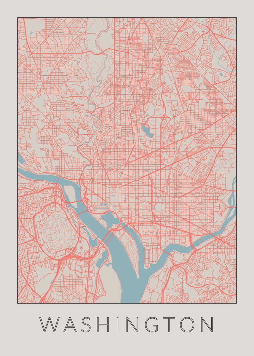 'Washington Vintage Map' Poster, picture, metal print, paint by ...
