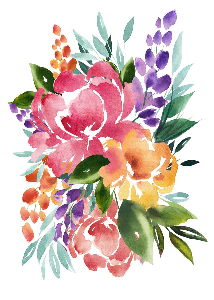 'Abstract Flowers 10' Poster by Gush Art Studio | Displate