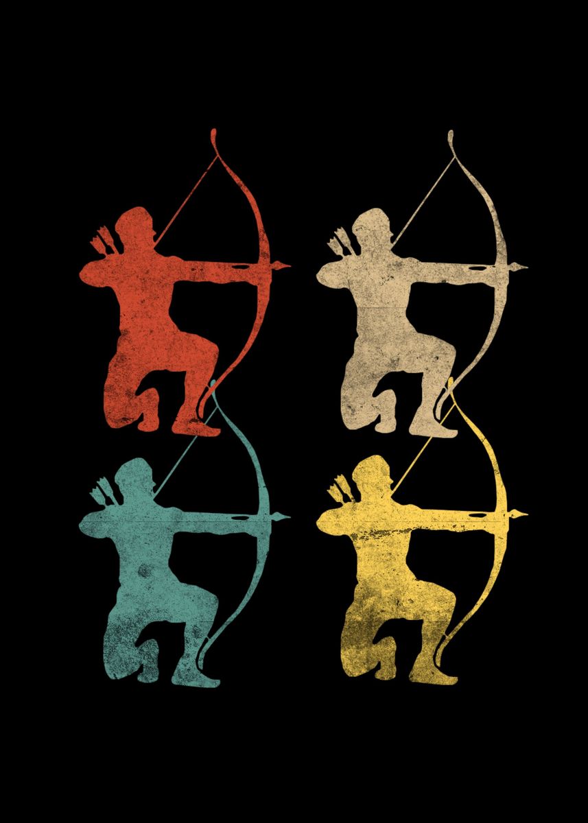 'Bow Hunting Vintage Archer' Poster, picture, metal print, paint by ...
